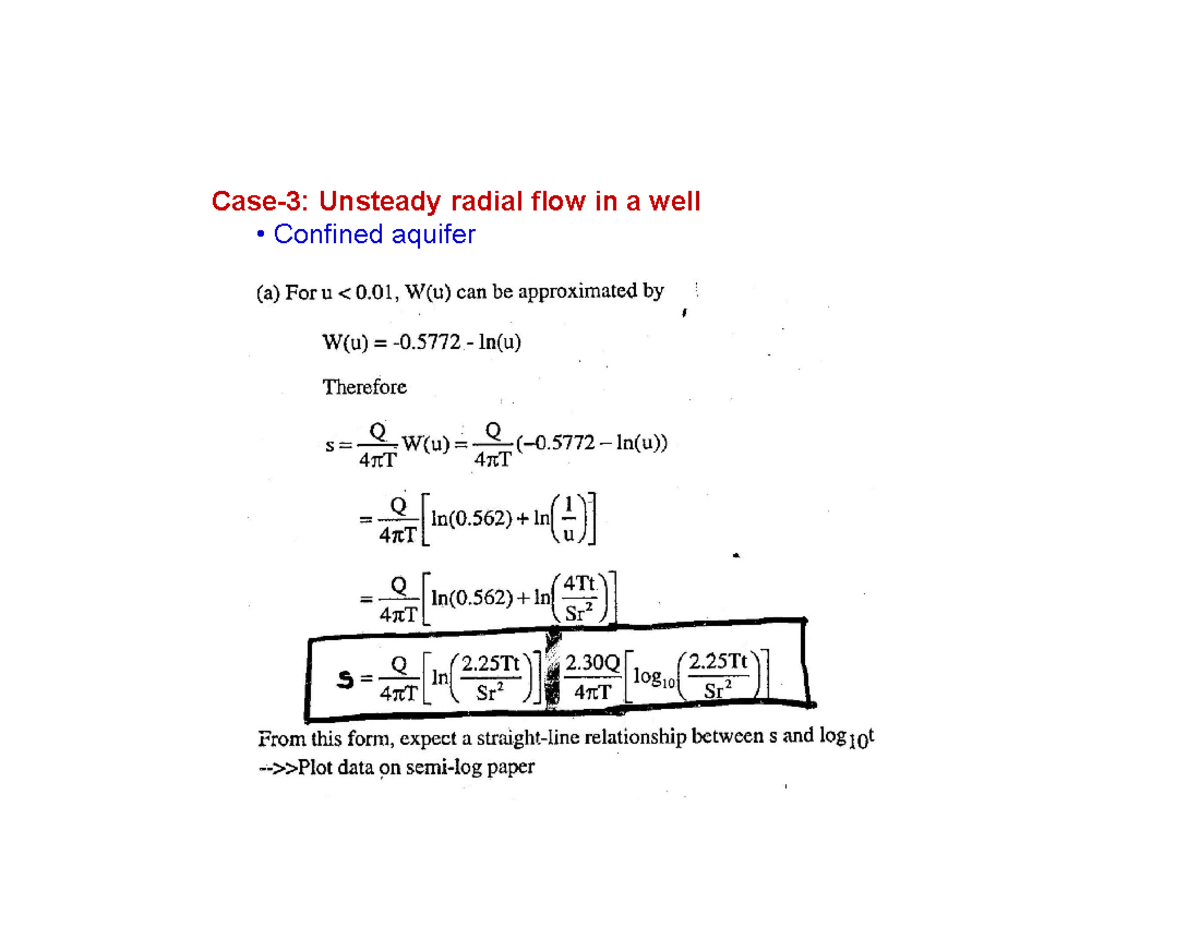 GWRA Apr 2025 Lecture 11: Unsteady Radial Flow in Confined Aquifers ...
