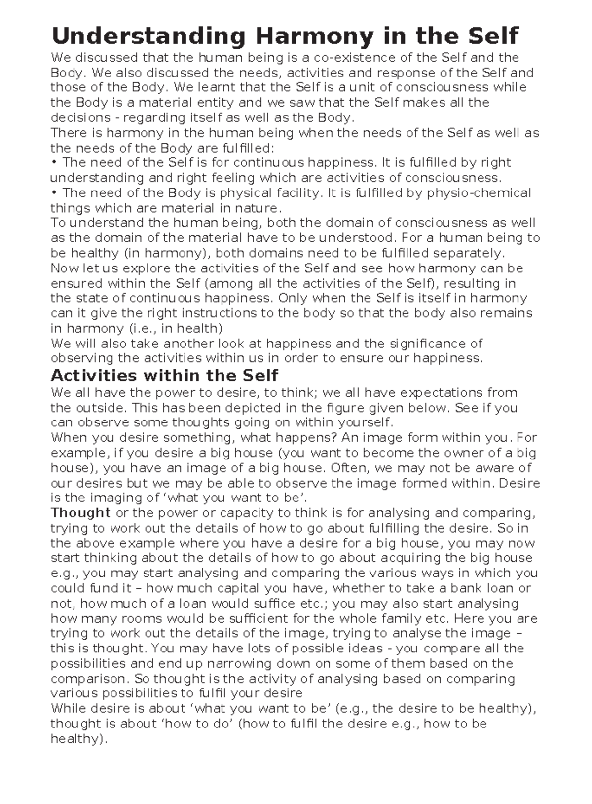 Understanding Harmony in the Self: Summary of Key Concepts - Studocu