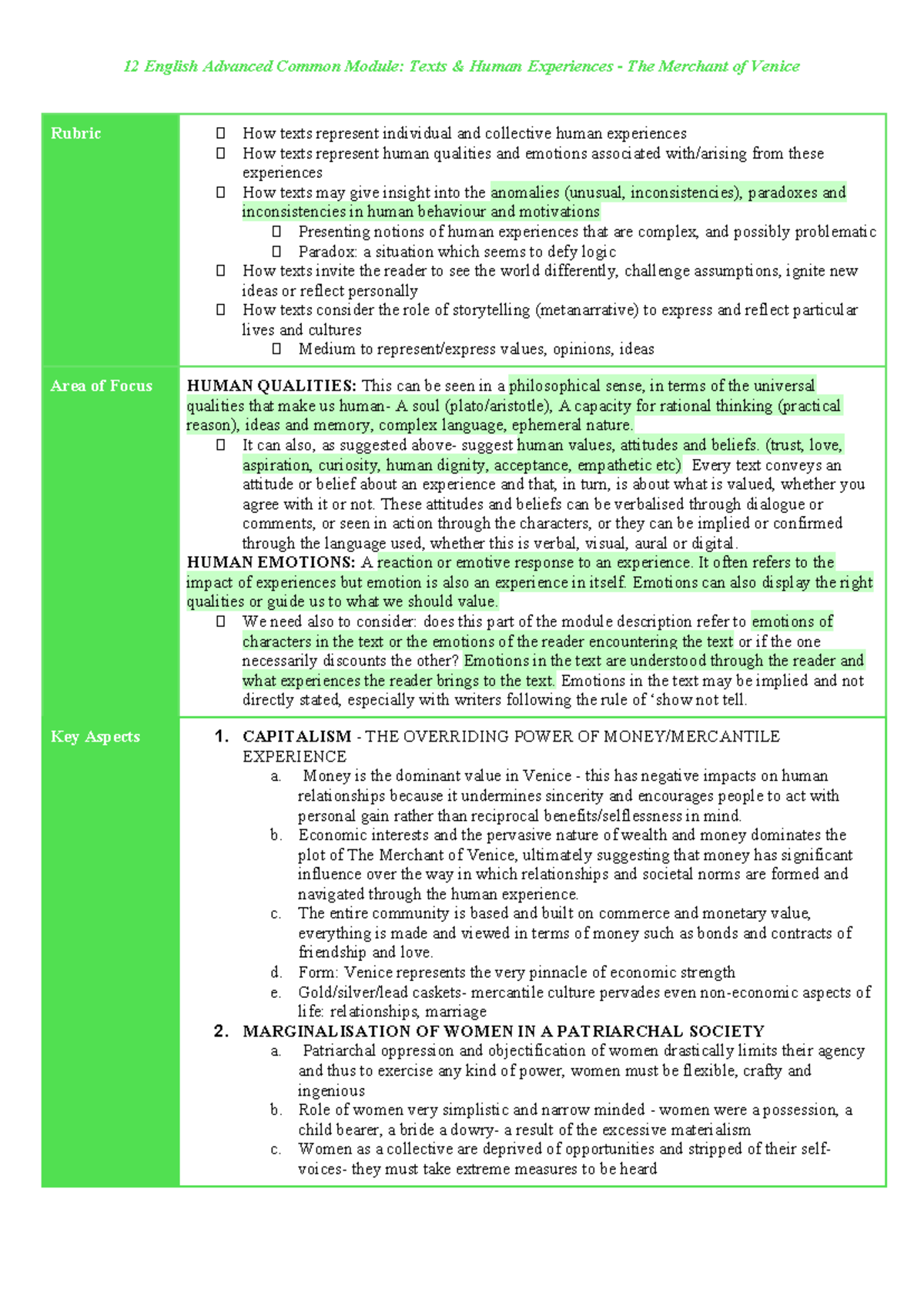 12EADL Common Module Notes: Texts & Human Experiences Analysis - Studocu