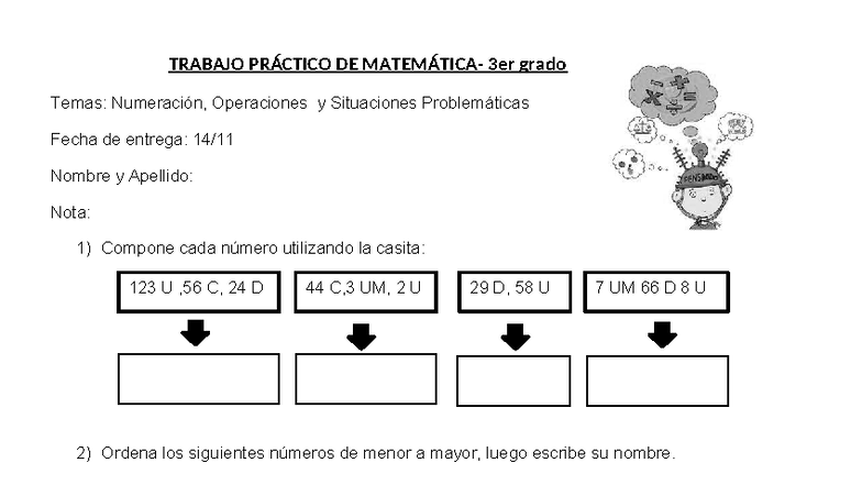 Trabajo Práctico de Matemática - 3er Grado: Numeración y Operaciones ...