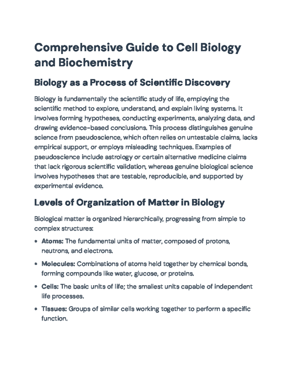 Comprehensive Biology & Biochemistry Study Guide for Course XYZ - Studocu