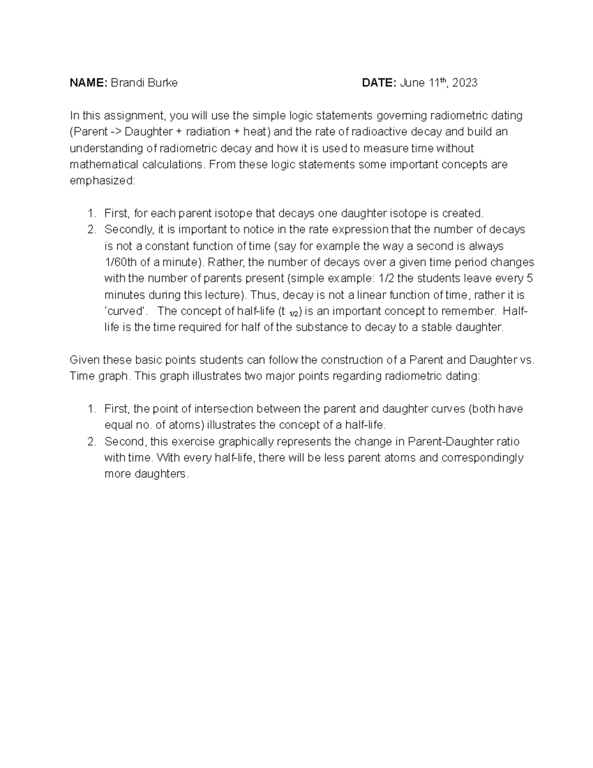 Radiometric Dating Activity - Worksheet for Geology Study - Studocu