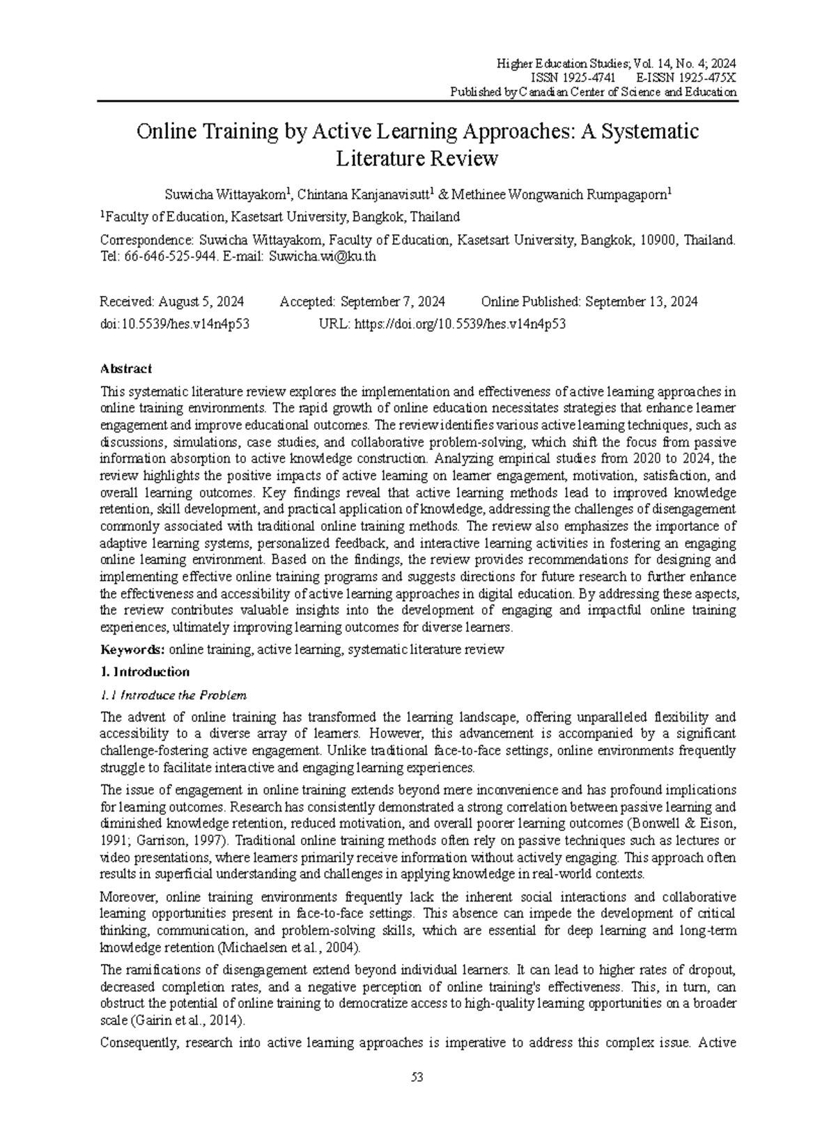 Active Learning in Online Training: A Systematic Review (EJ1451629 ...