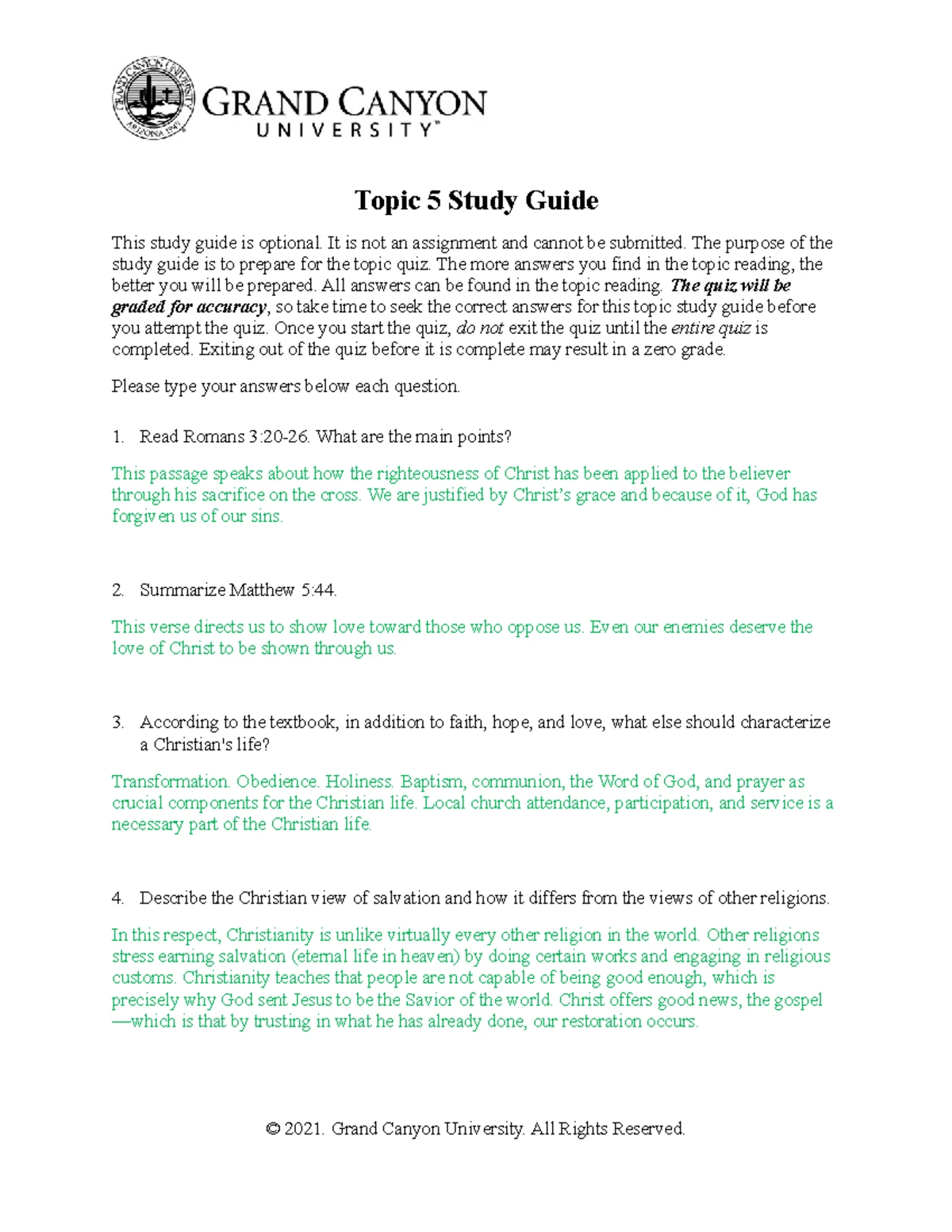 CWV 101 Final Exam Study Guide - The kingdom of God -Is central to Je ...