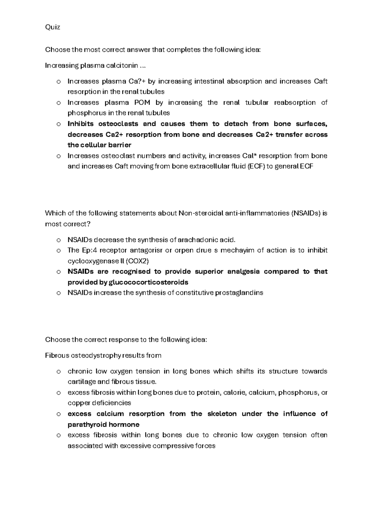 Quiz on Veterinary Medicine Concepts and Pathologies - Studocu