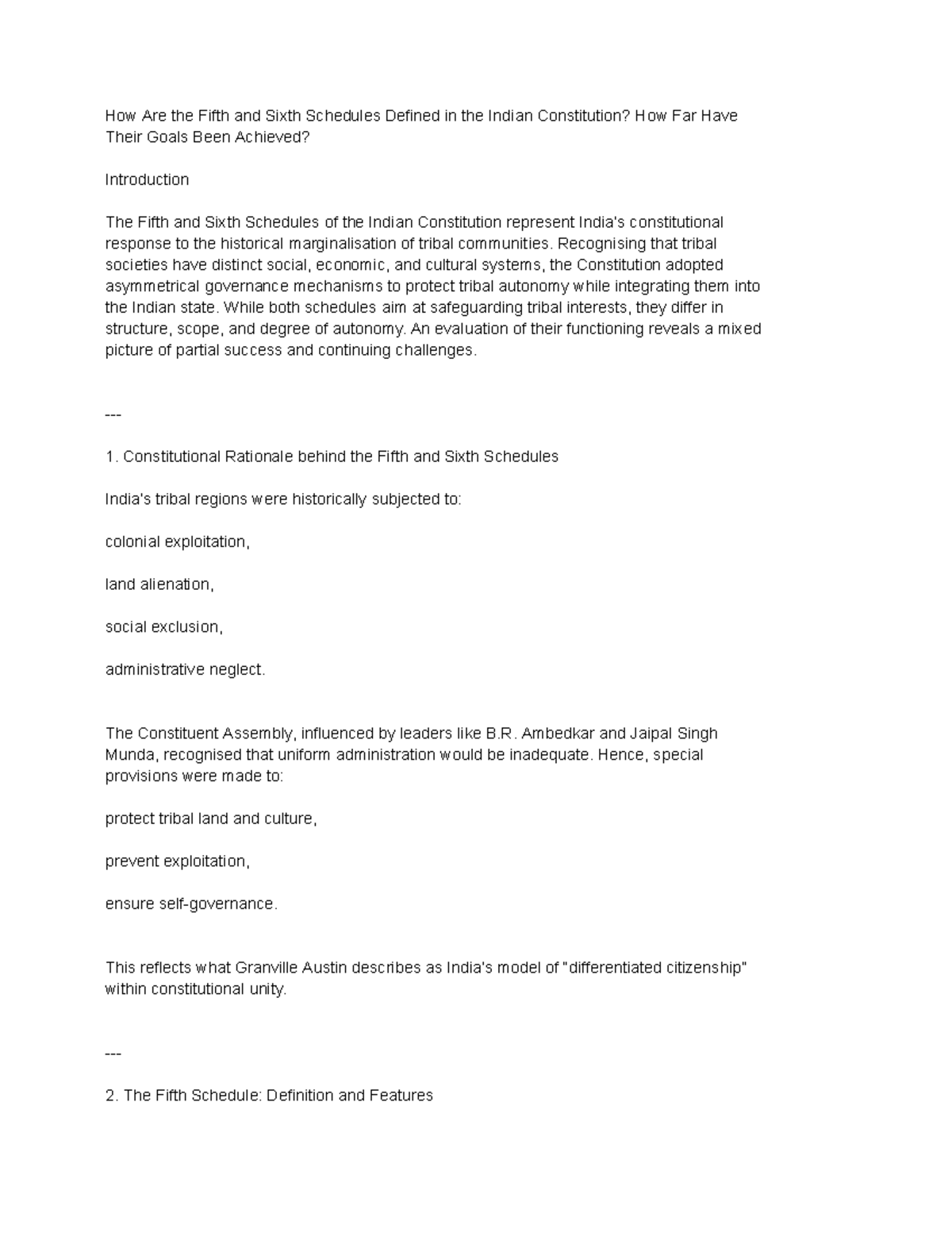 Fifth and Sixth Schedules in the Indian Constitution: Achievements ...