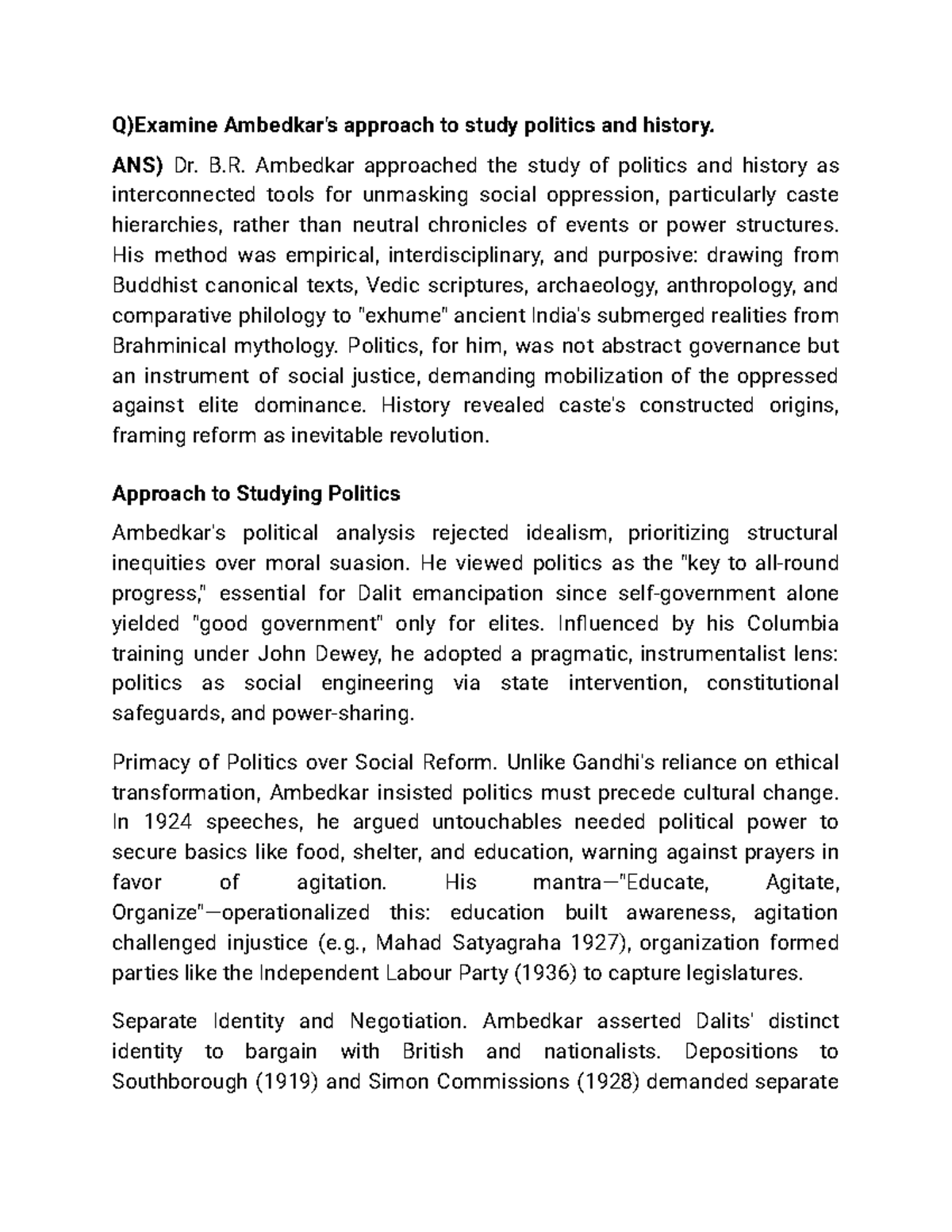Ambedkar's Approach to Politics and History: Insights and Analysis ...