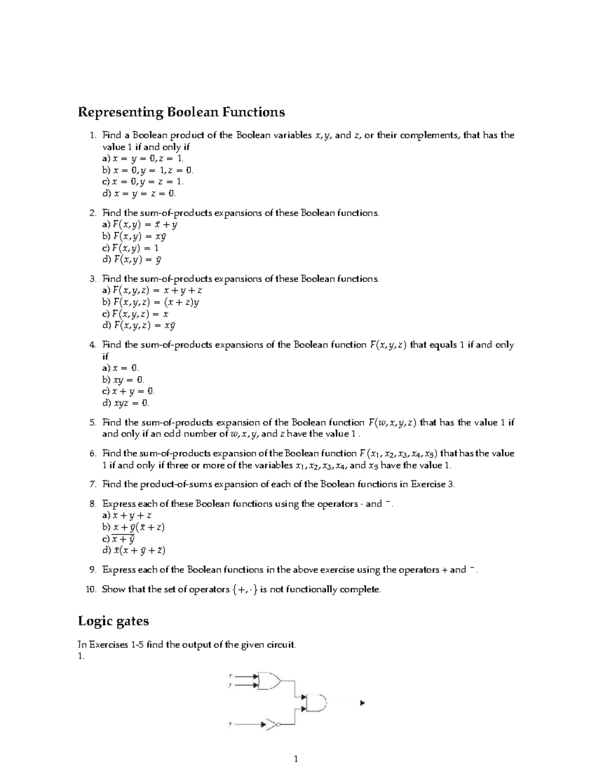 DM-Exercises: Boolean Functions and Logic Gates - Chapter 4 - Studocu