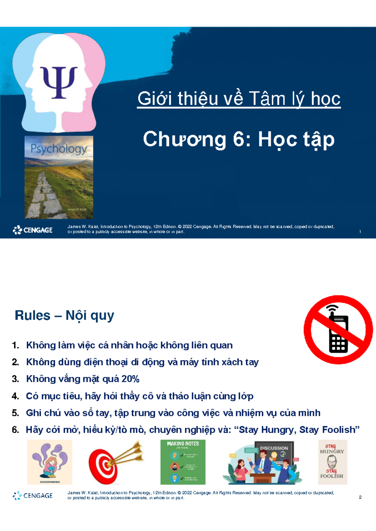 Bài học 3: Học tập - Tâm lý học Chương 6 của Kalat 12e - Studocu