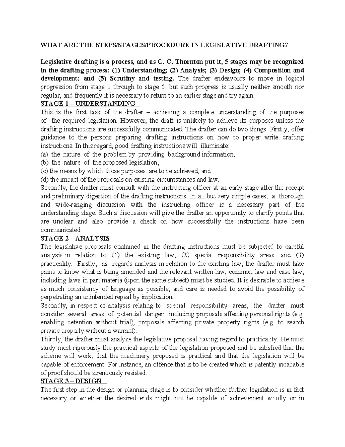 Stages in Legislative Drafting Process: A Comprehensive Guide - Studocu