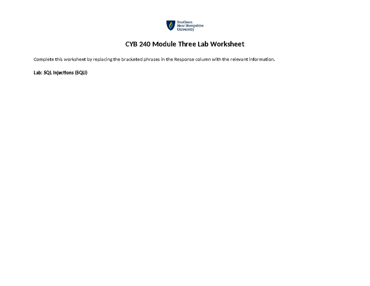 CYB240 4-3 - 4-3 Project One Milestone: Vulnerability Identification ...