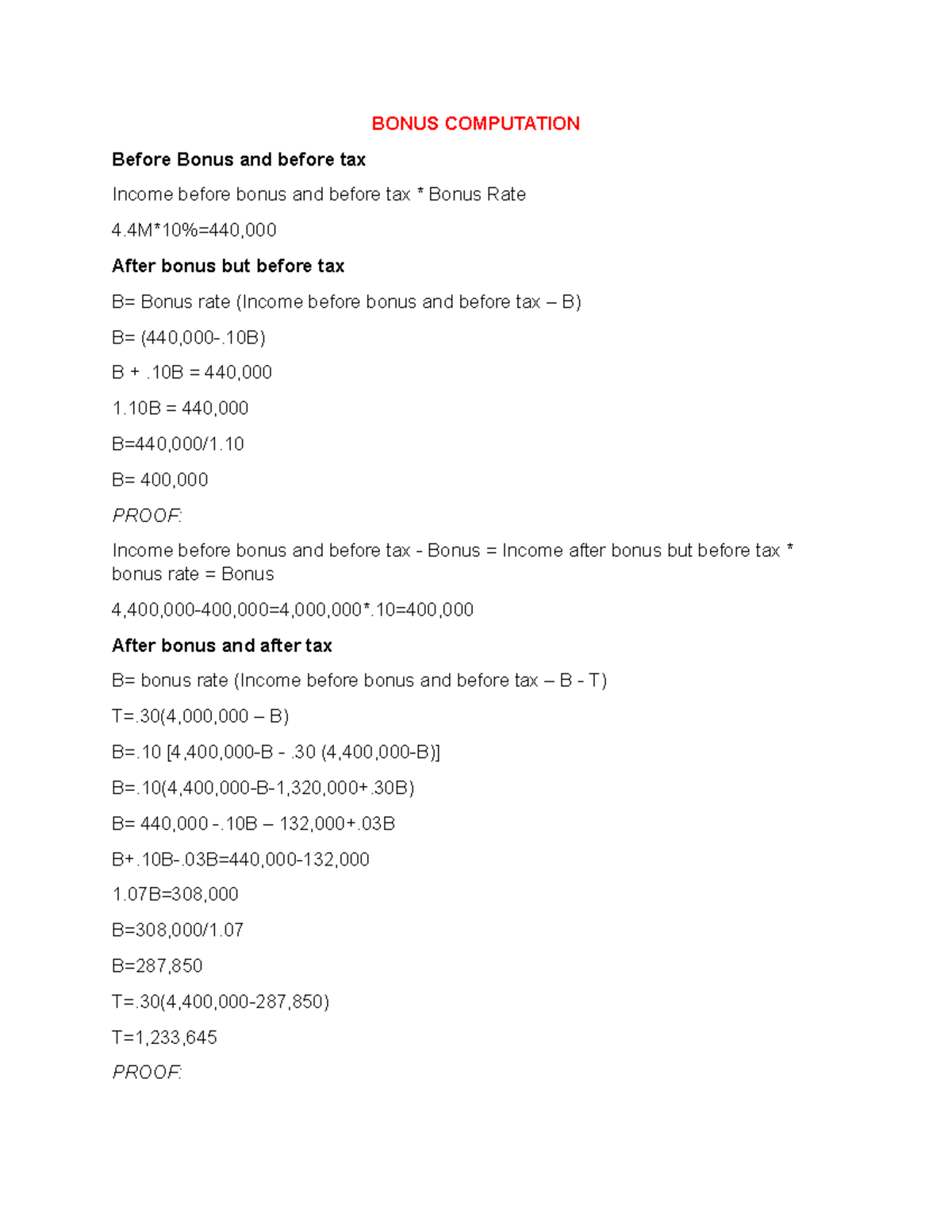 IAII Bonus Computation & Tax Impact Overview - Studocu