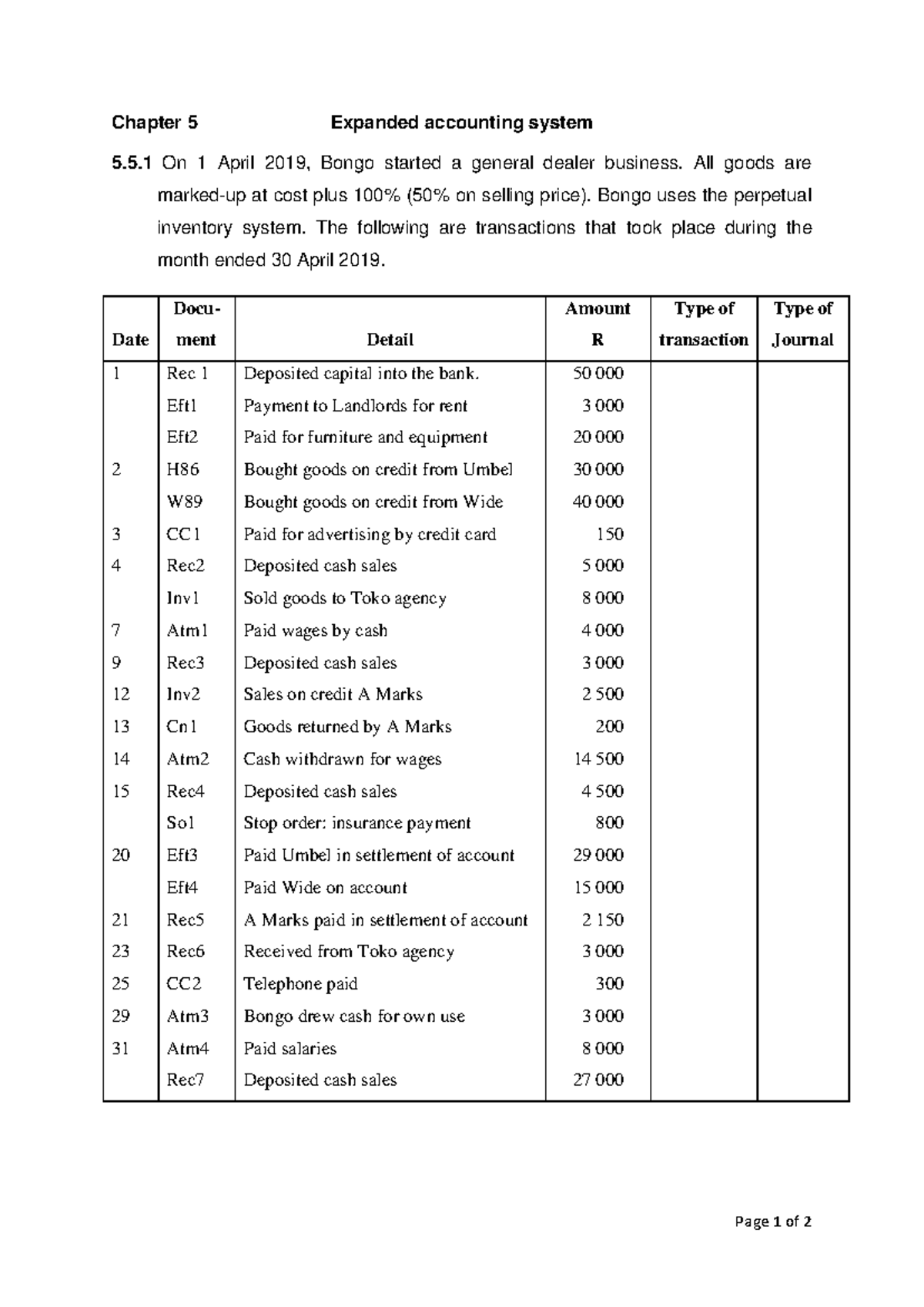 10 - BCOM Y1 Chapter 5 Accounting System Transactions - Studocu
