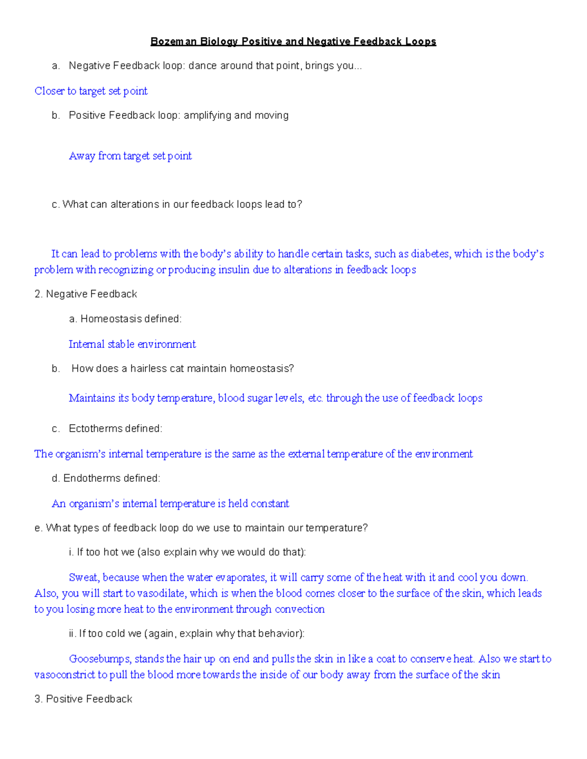 Copy of Bozeman Biology Positive and Negative Feedback Loops - Negative ...