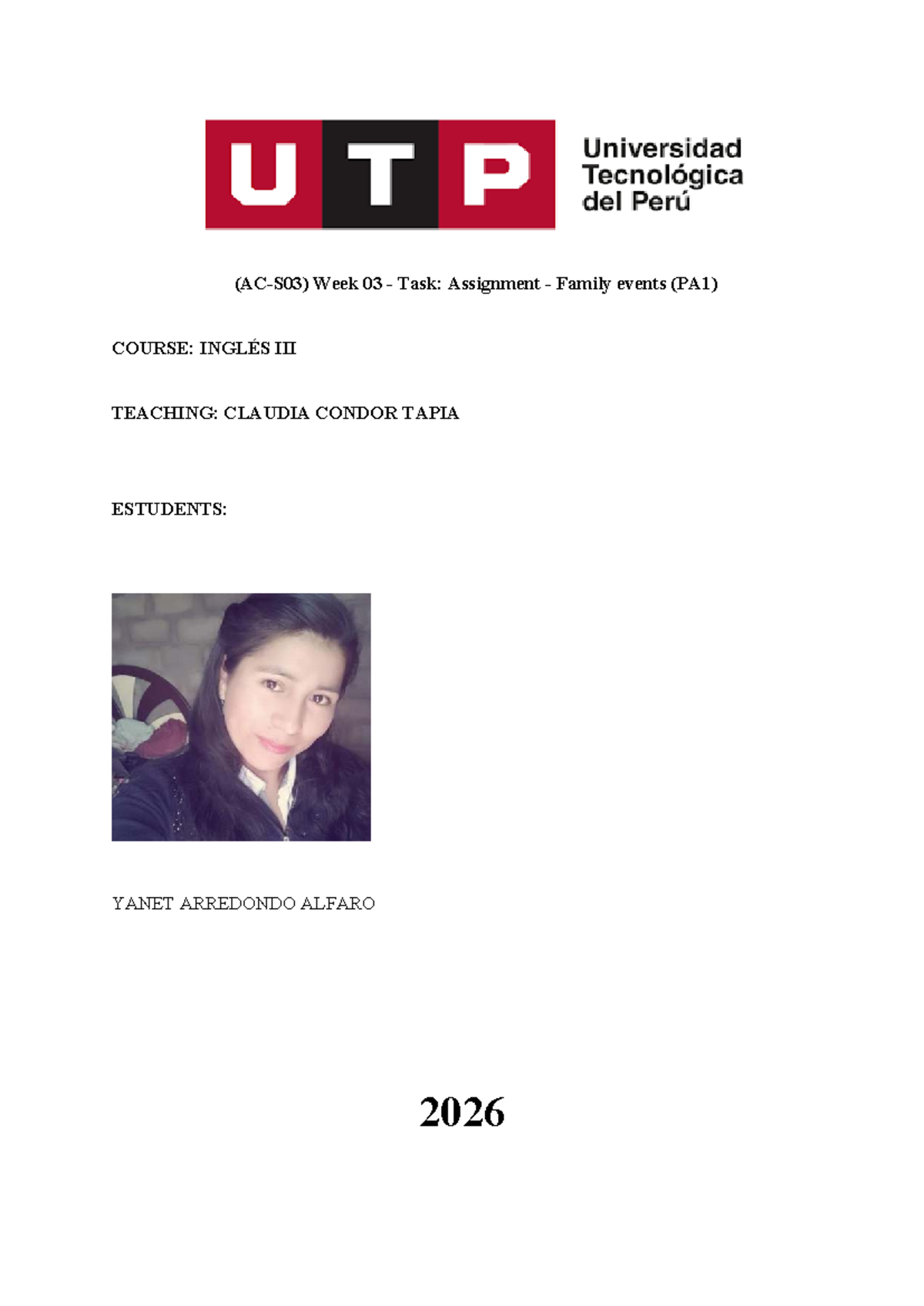 🔴 (AC-S03) Week 03 Task: Family Events Assignment (PA1) - Studocu