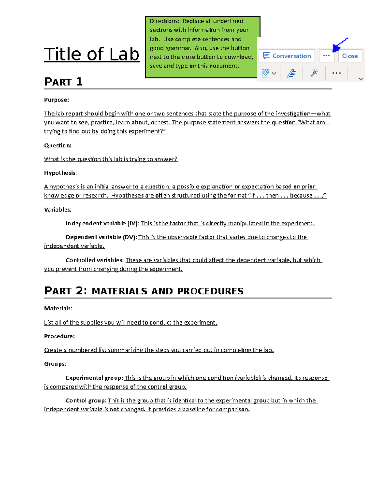 Lab Report Template - Essential Structure and Guidelines - Studocu