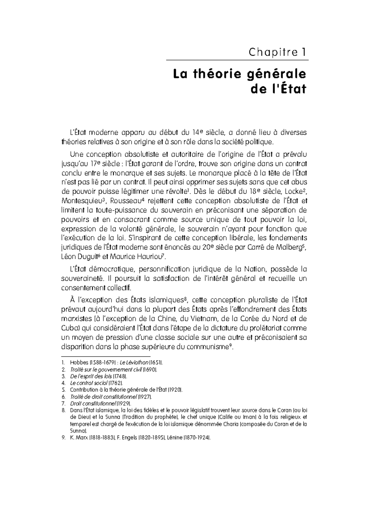 Chapitre 1 : Théorie Générale de l'État Moderne en Droit Constitutionnel - Studocu