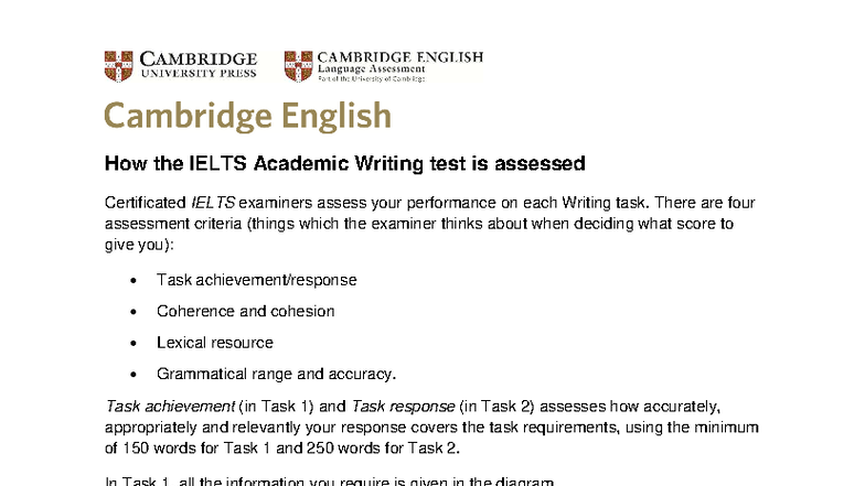 How IELTS Academic Writing & Speaking Tests Are Assessed - Studocu