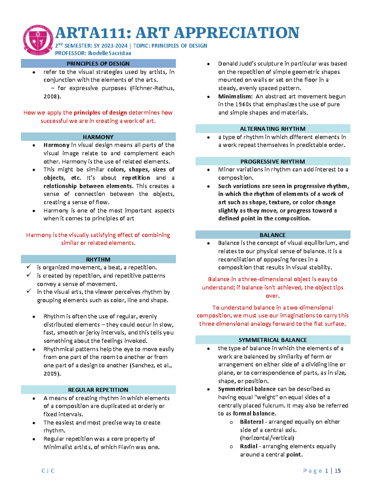 ARTA-111 Midterms - Principles of Design: From Naturalism to Futurism ...