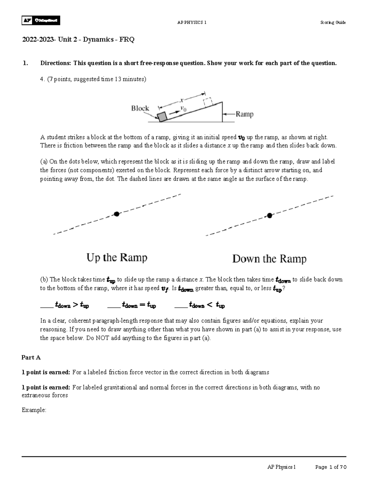 AP Physics 1 Unit 2 Dynamics FRQ Scoring Guidelines and Insights - Studocu
