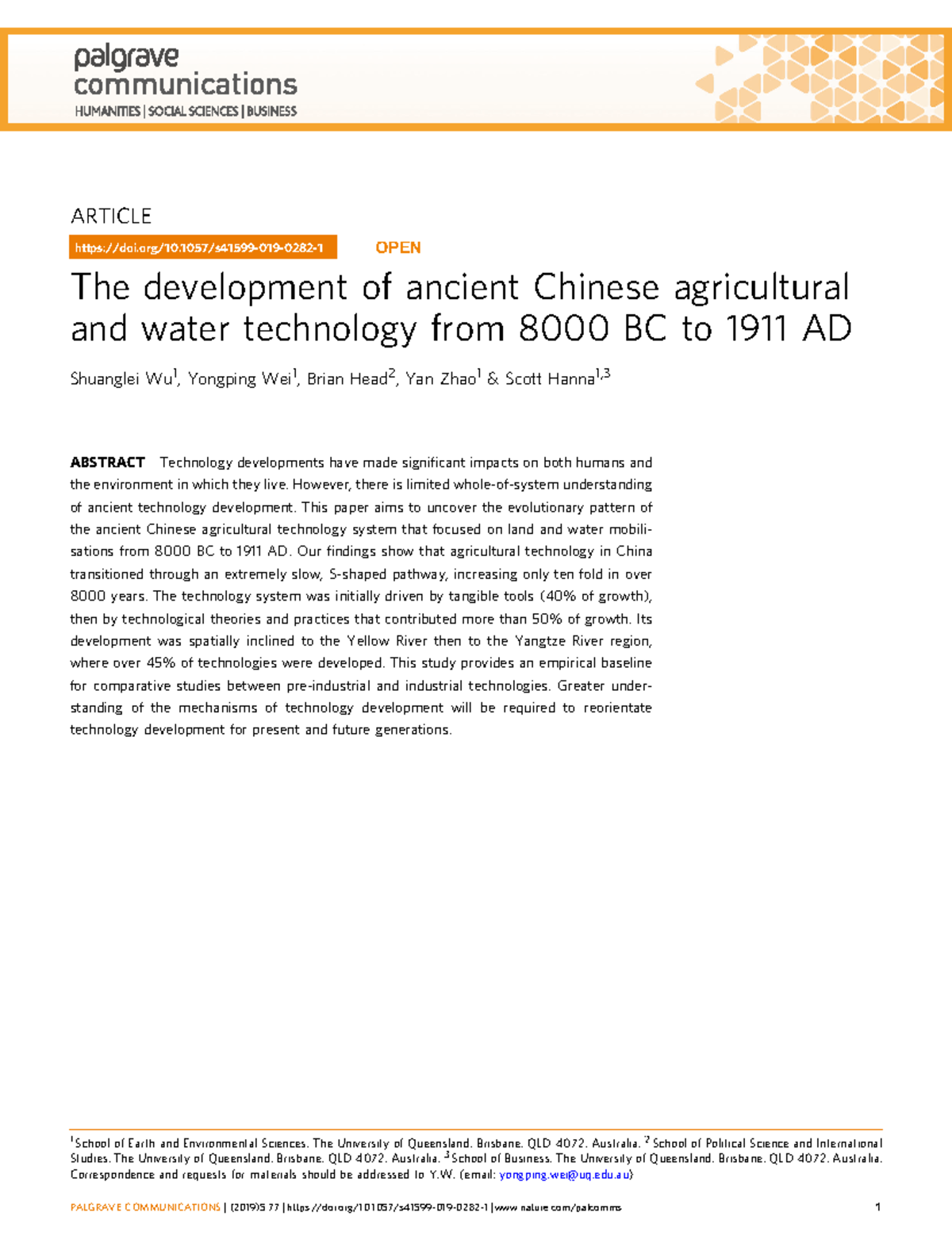 Ancient Chinese Agriculture and Water Technology - ARTICLE The ...