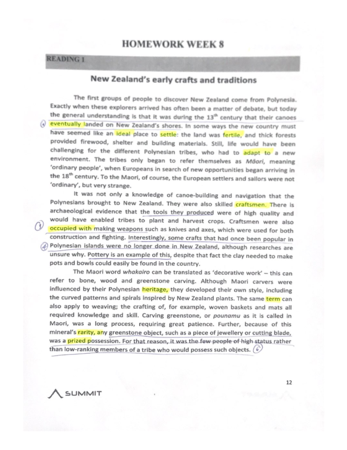 IELTS Reading Homework Notes - Week 8 Overview - Studocu