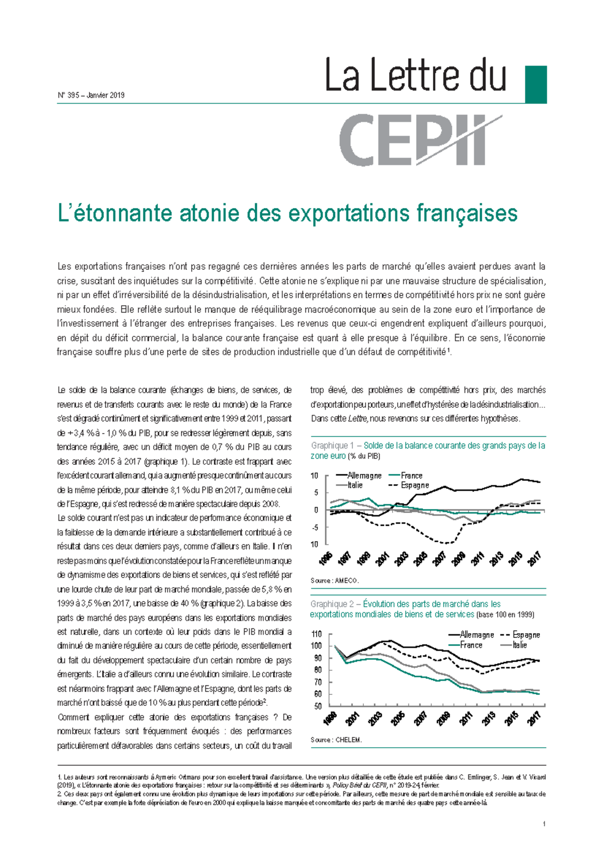 Cepii - ####### N° 395 – Janvier 2019 La Lettre du Le solde de la ...