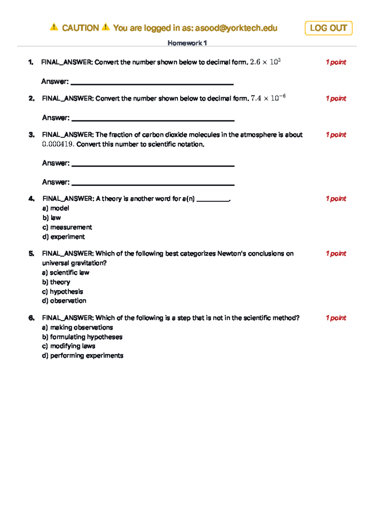 CHEM 101: Homework 1 - Scientific Notation and Properties - Studocu