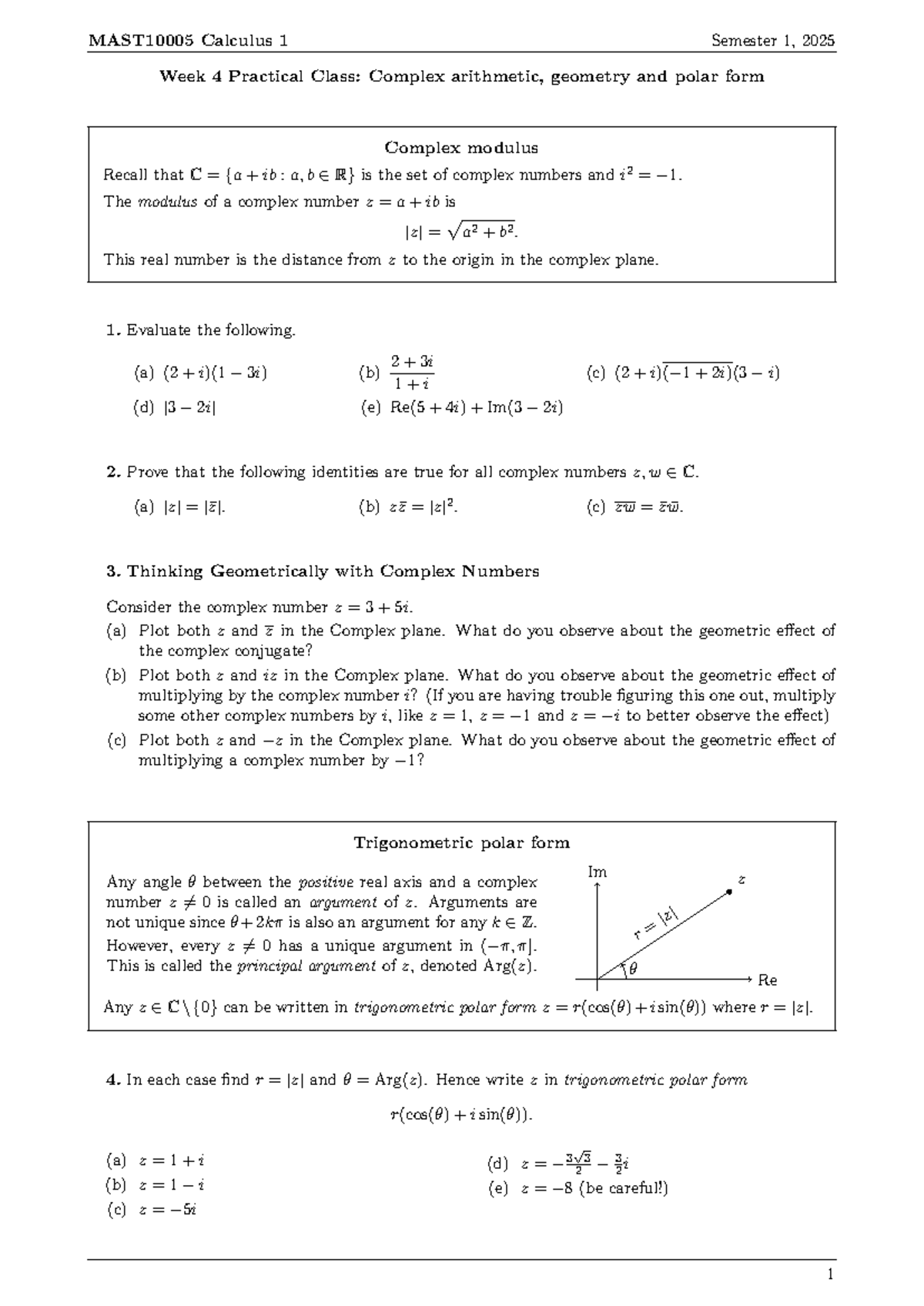 T4-Ques - Calculus 1 practice questions - MAST10005 Calculus 1 Semester ...