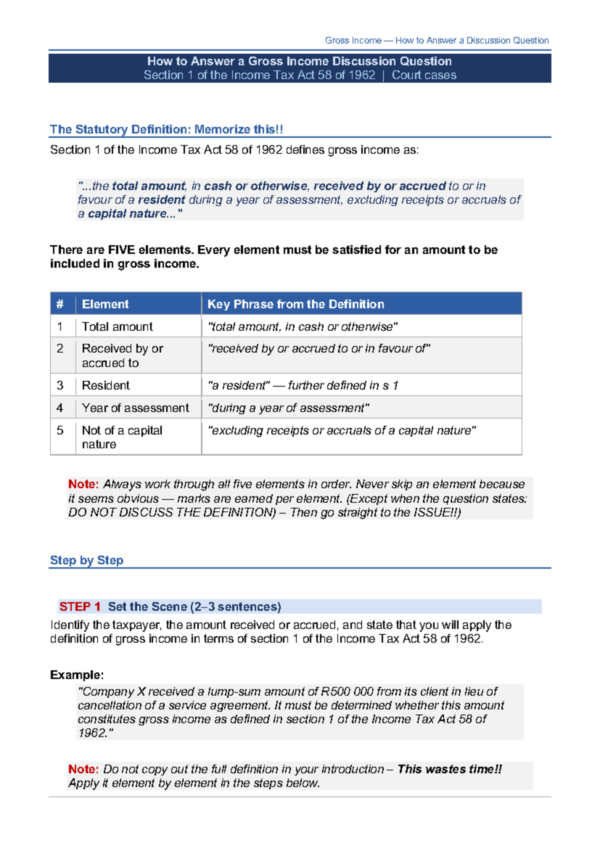 How to Answer Gross Income Discussion Questions (Tax 101) - Studocu