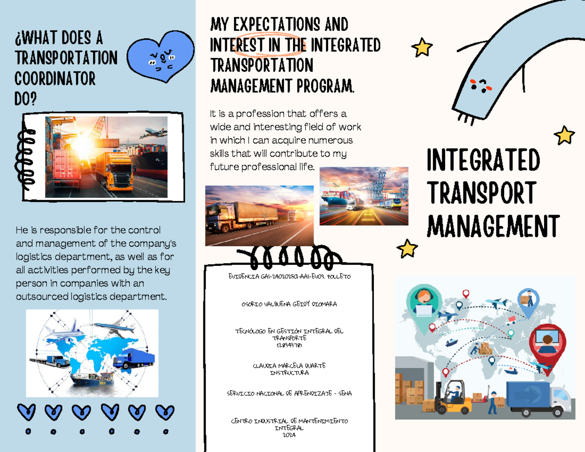 Evidencia GA1-240202501-AA1-EV03: Folleto sobre Gestión del Transporte - Studocu
