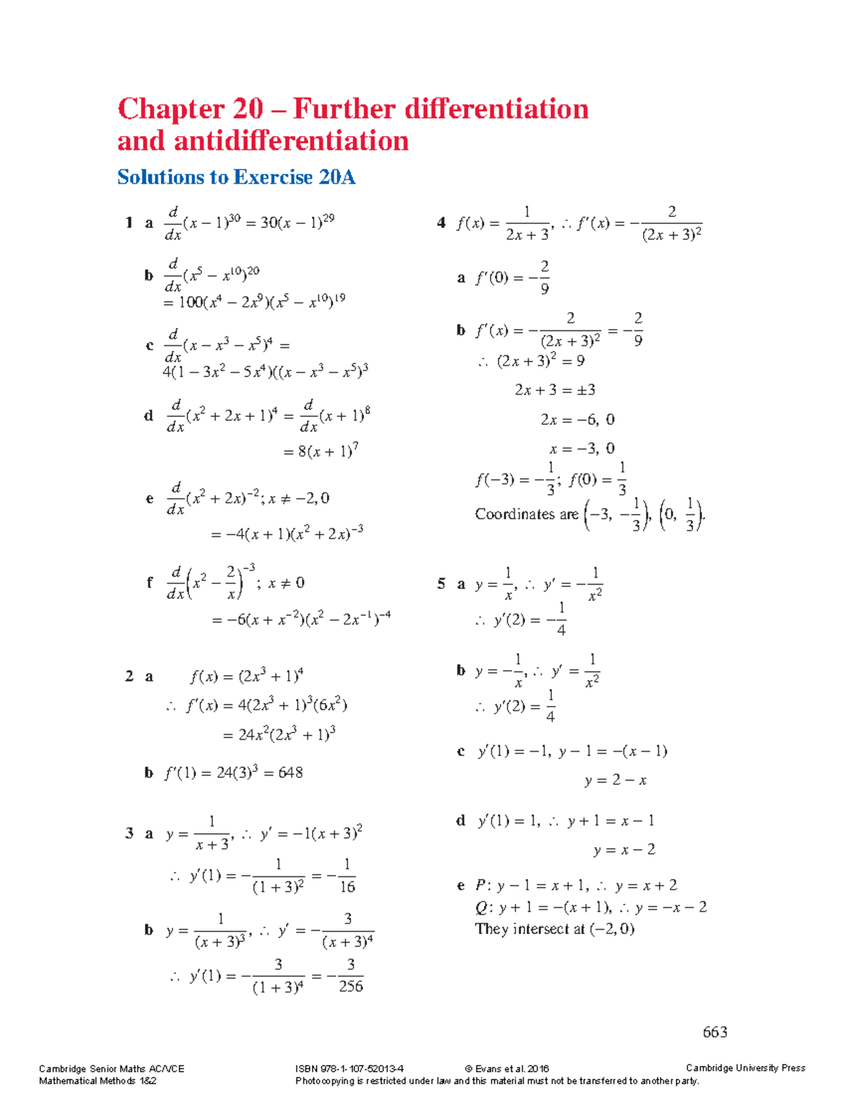 Chapter 20 Worked Solutions: Differentiation & Antidifferentiation ...