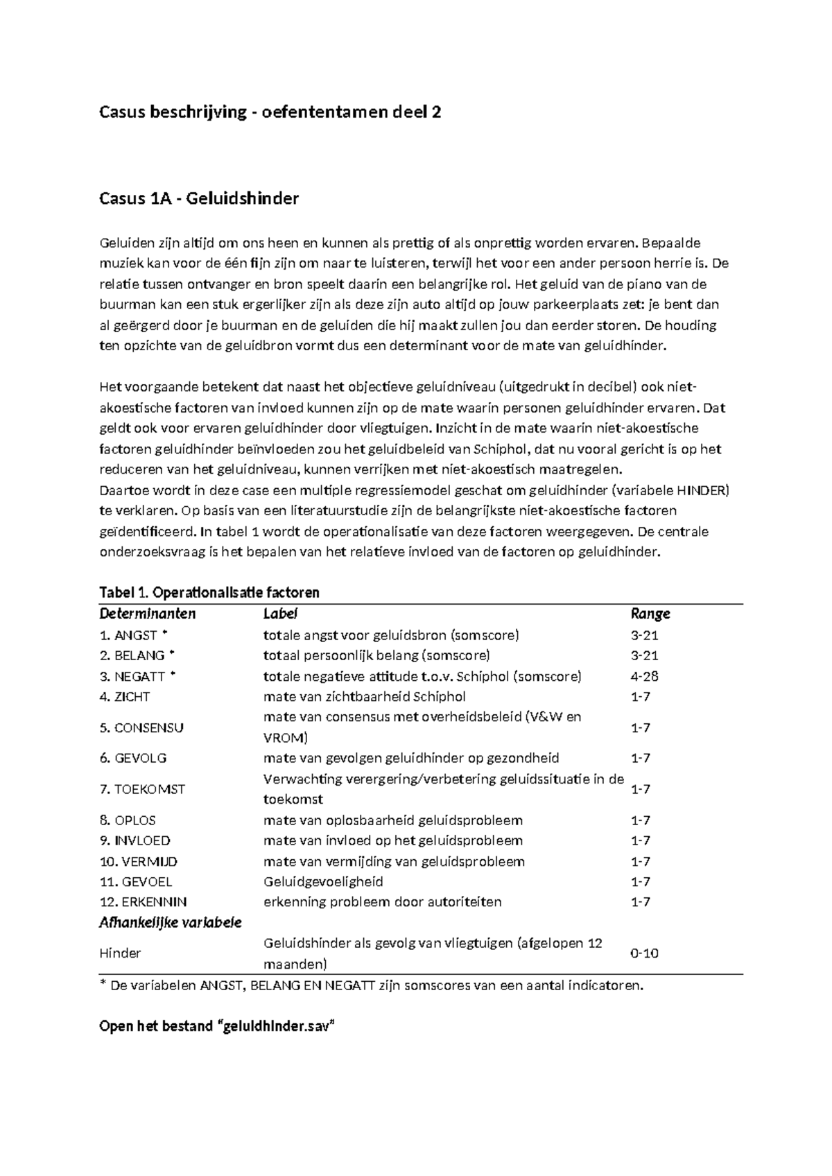 Oefententamen Multi 2: Geluidshinder en SAVE Systeem Analyse - Studeersnel