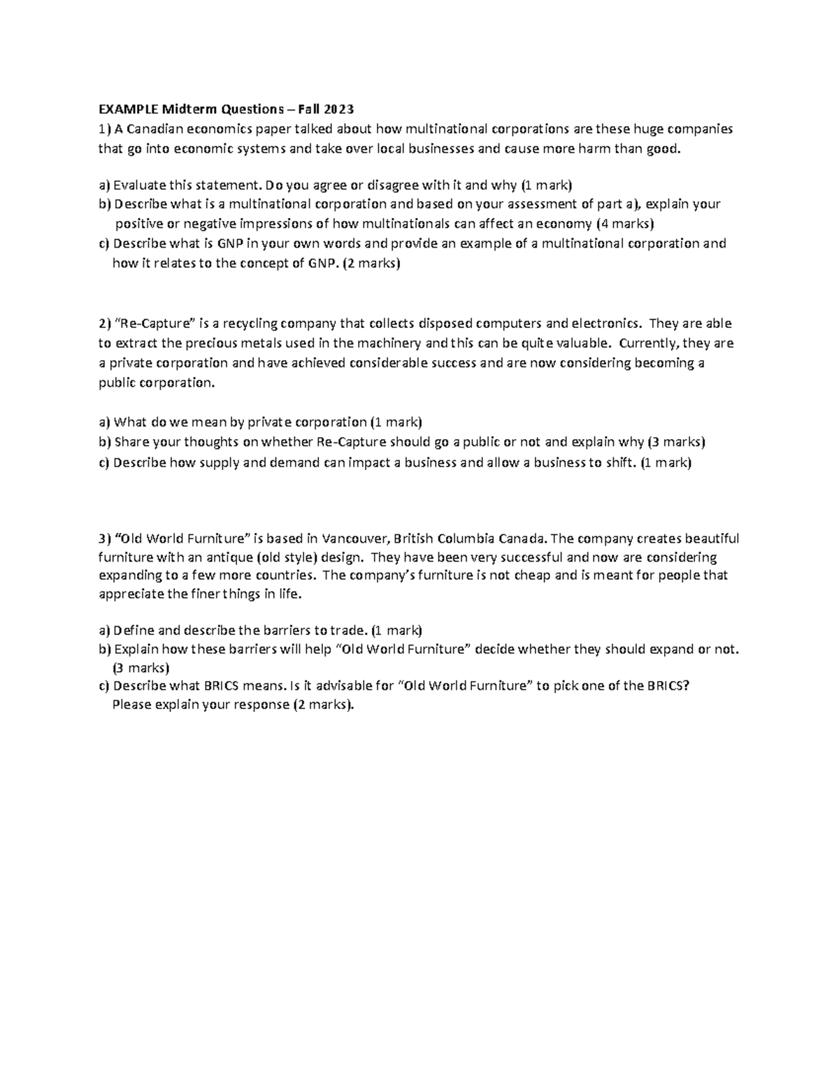 Bus 200 Fall 2023 Midterm Sample Questions & Evaluation Insights - Studocu