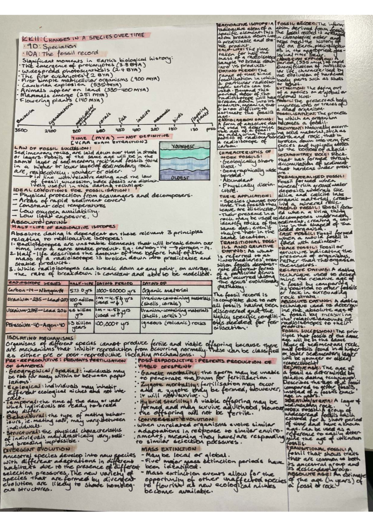U4 AOS 2: Key Knowledge on Fossils & Radioactive Dating - Studocu