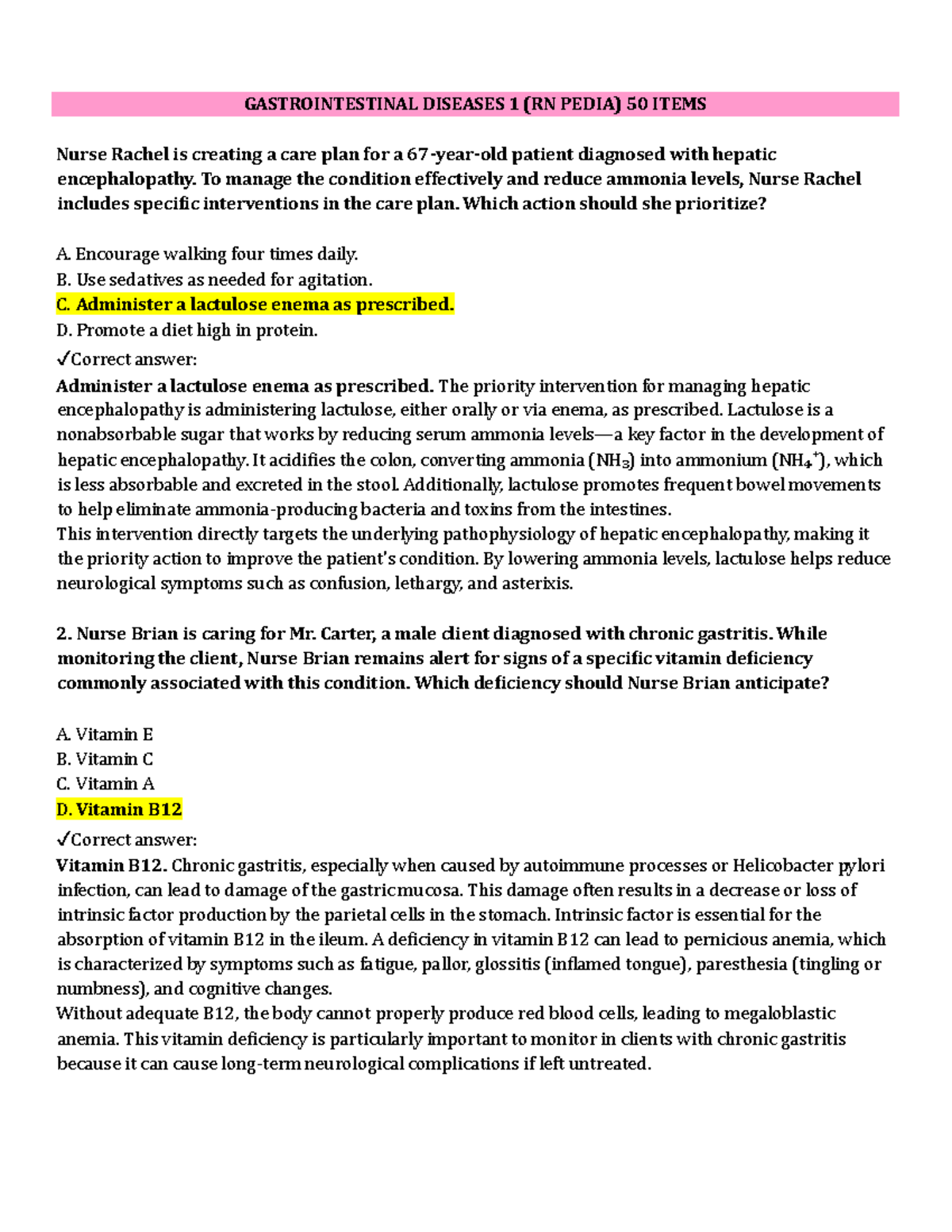 GIT Diseases 1 - Digestive System Care Plans & Interventions (RN PEDIA ...
