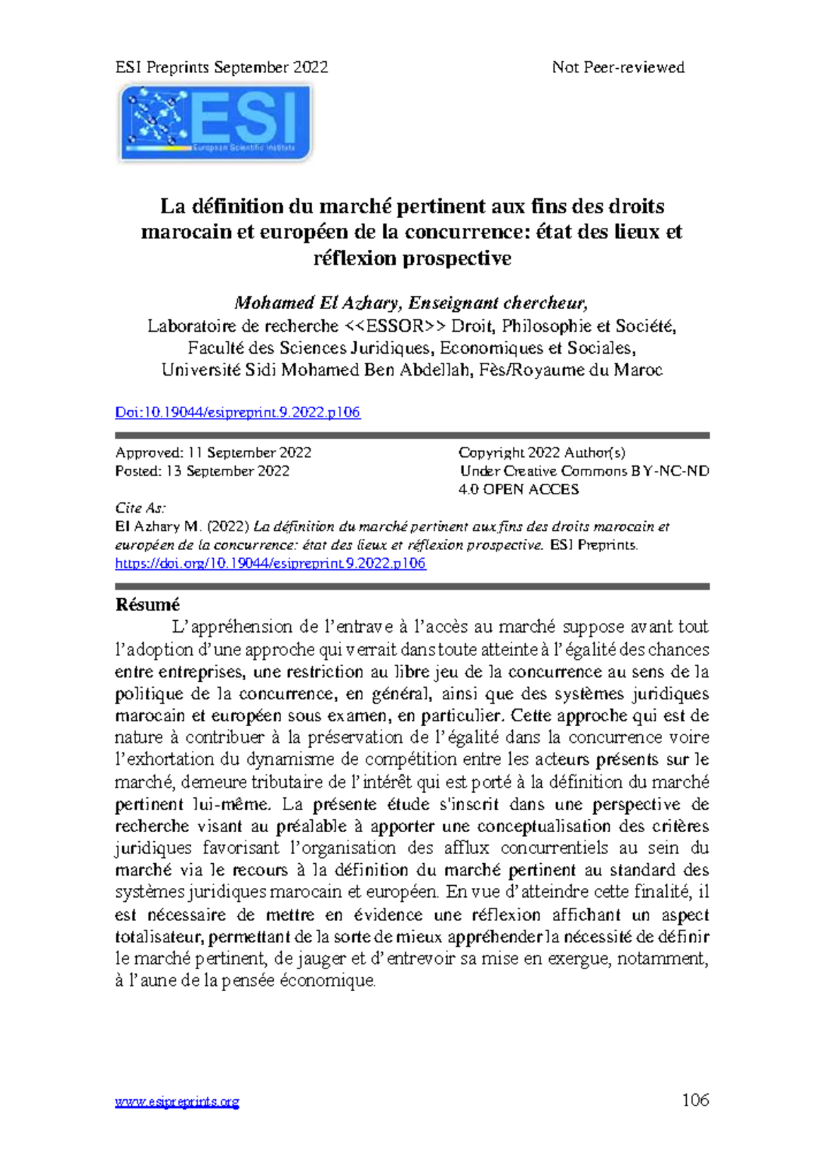 La définition du marché pertinent en droit de la concurrence: état des ...