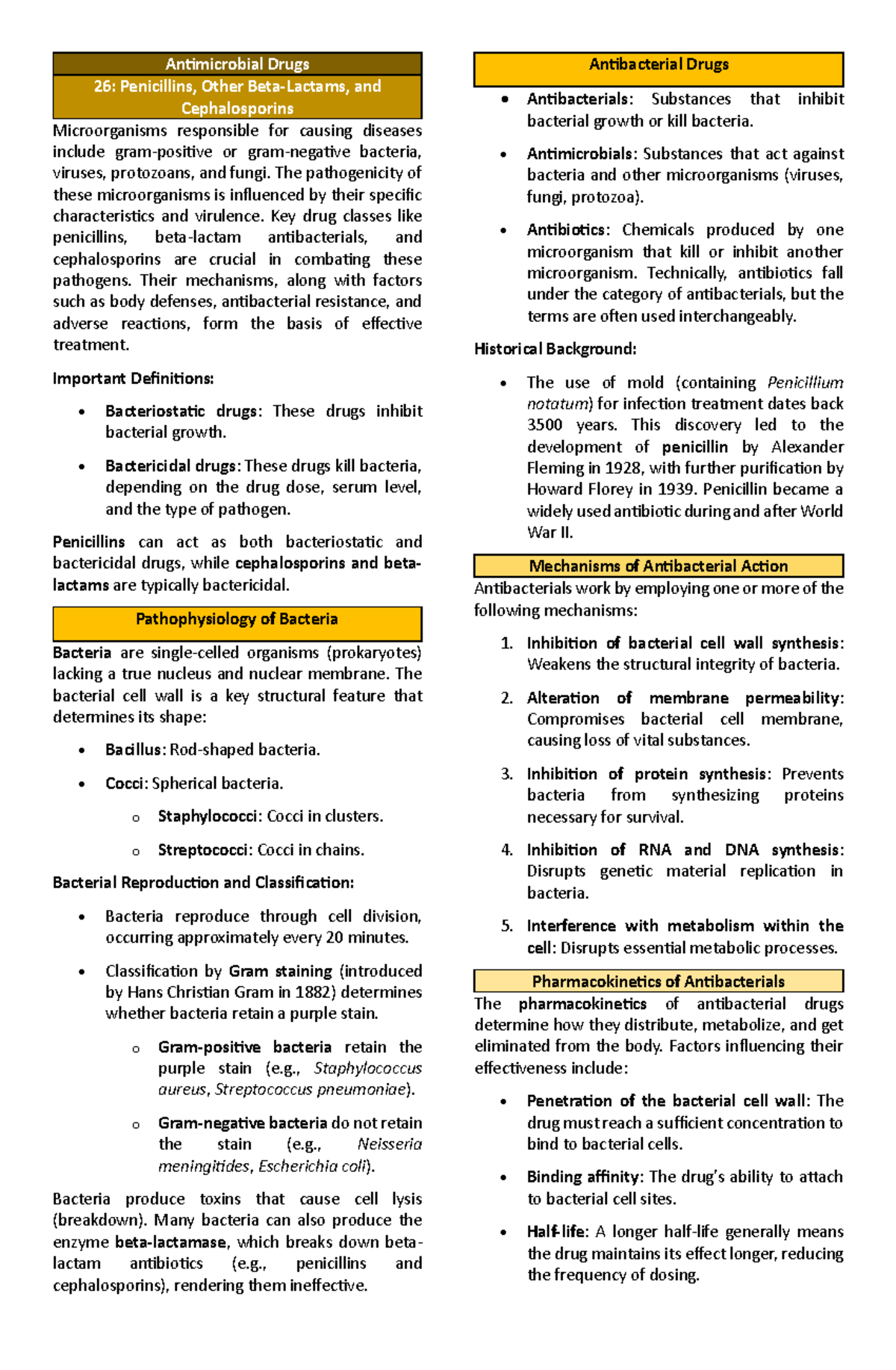 Antimicrobial Drugs - Pharmacology: Key Concepts and Mechanisms - Studocu
