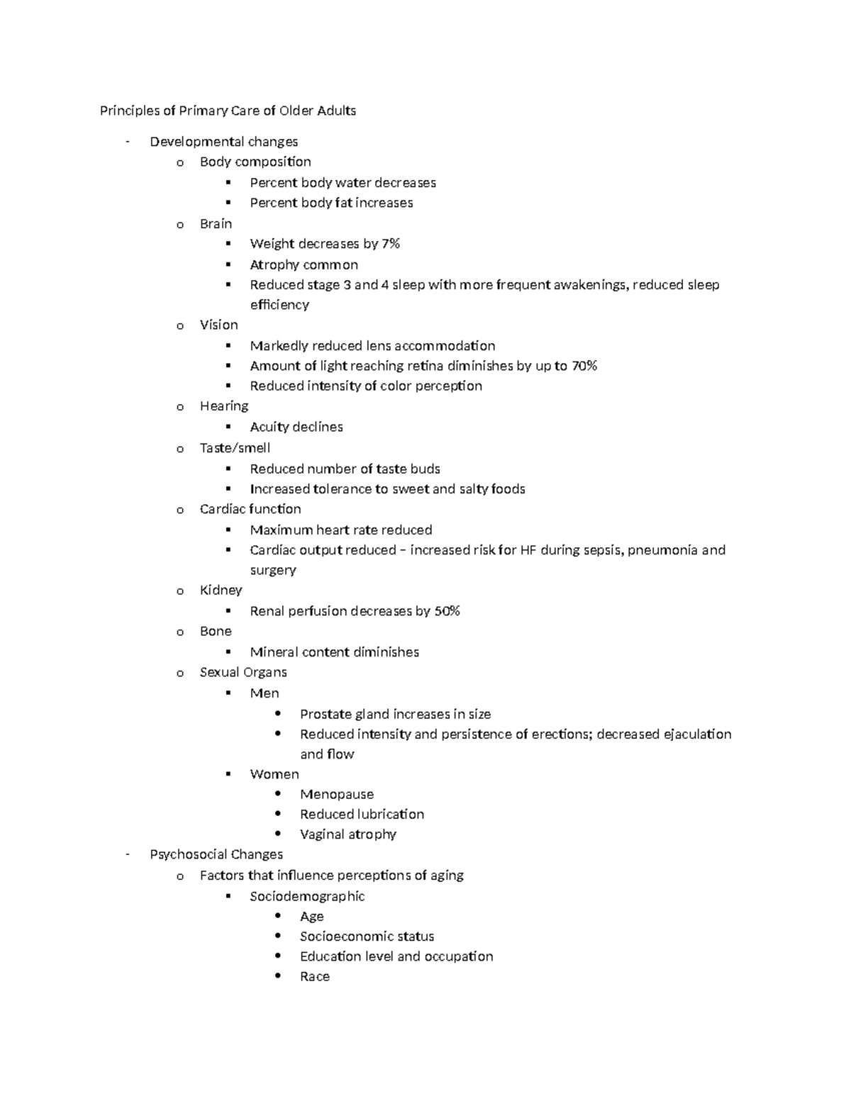 Midterm Quiz Study Guide: Principles of Primary Care for Older Adults ...