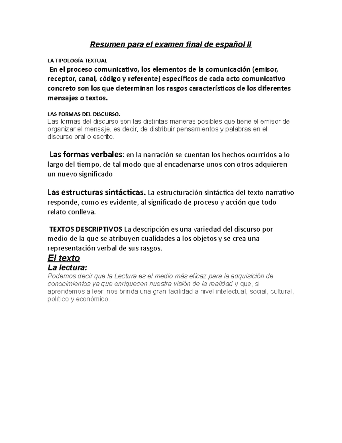 Resumen Examen Final Español II CAP Y ANEL y ingeniero merdrano mesa ...