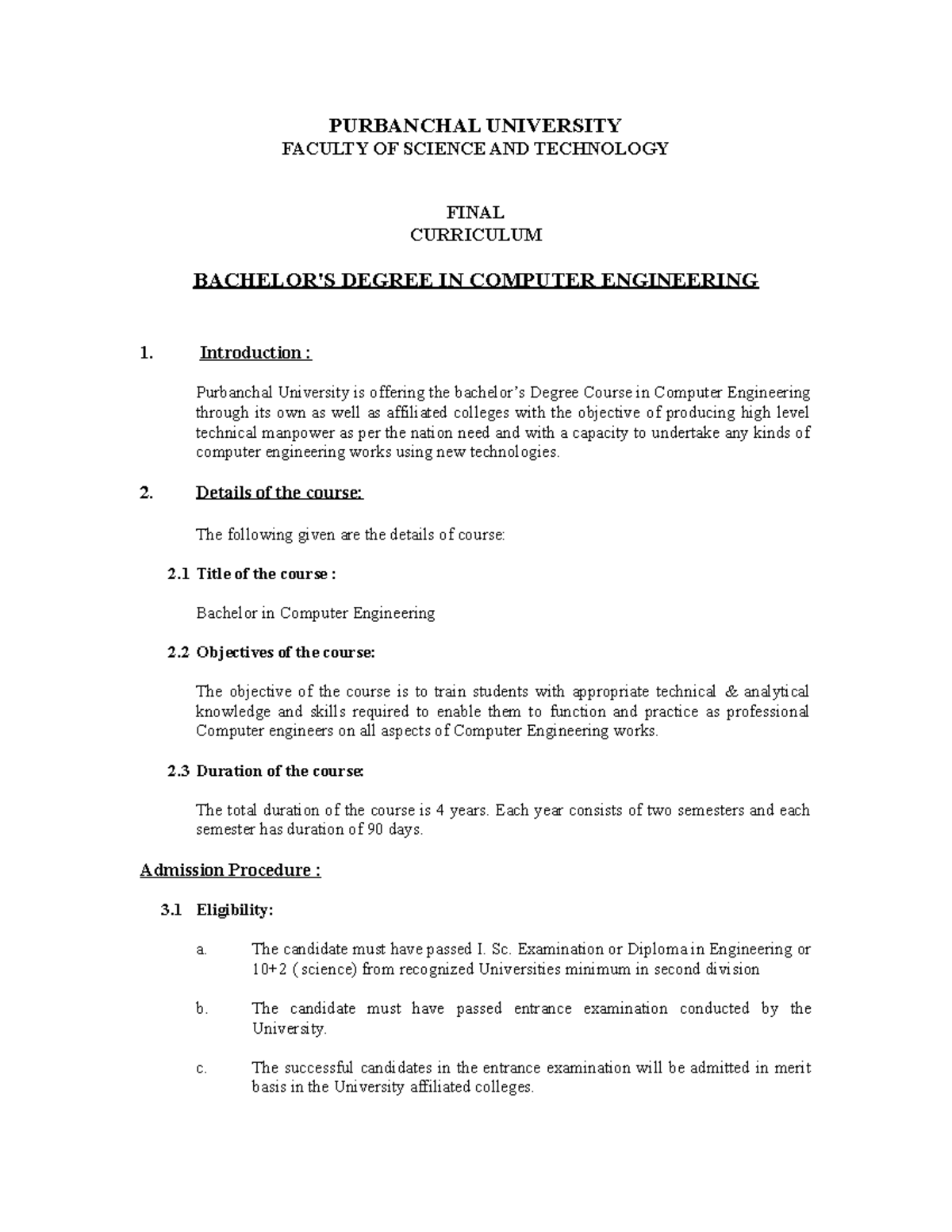 Bachelor's Degree in Computer Engineering - Final Curriculum Guide - Studocu