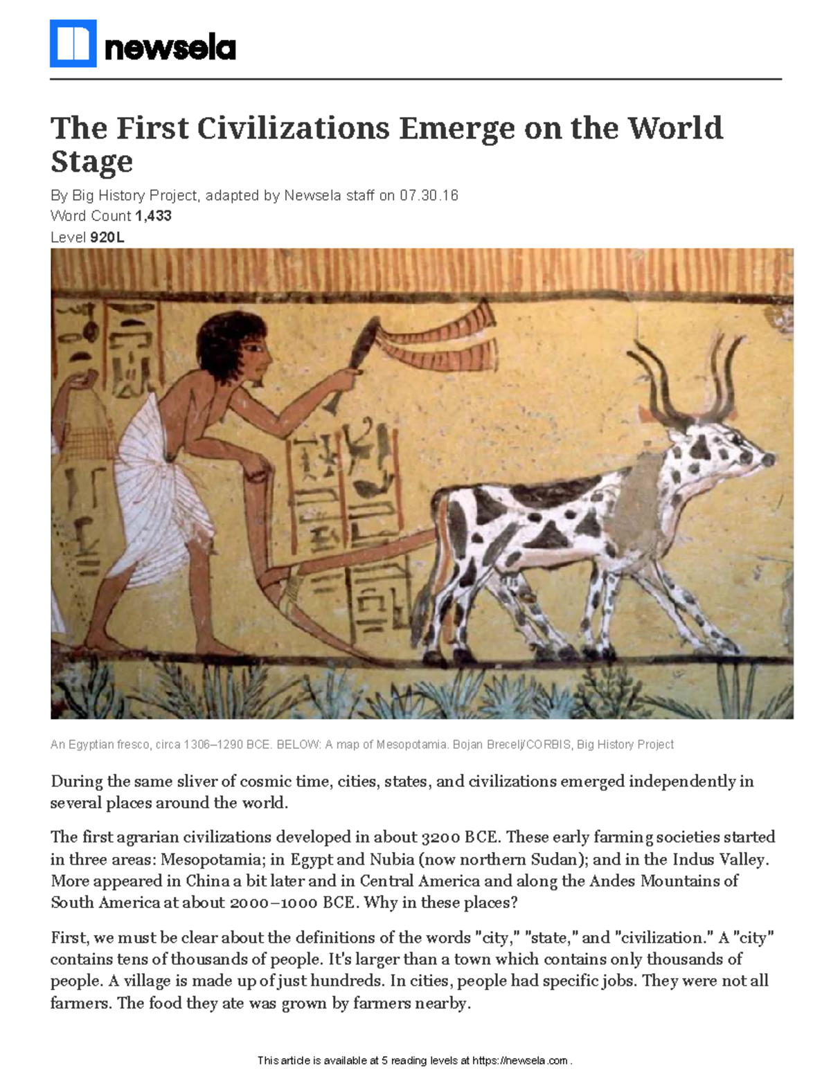 The Emergence of Early Civilizations: Insights from Big History Project ...