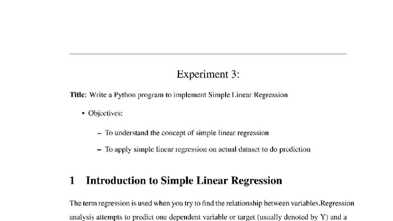 ML Practical Lab Manual: Simple & Multiple Linear Regression in Python ...
