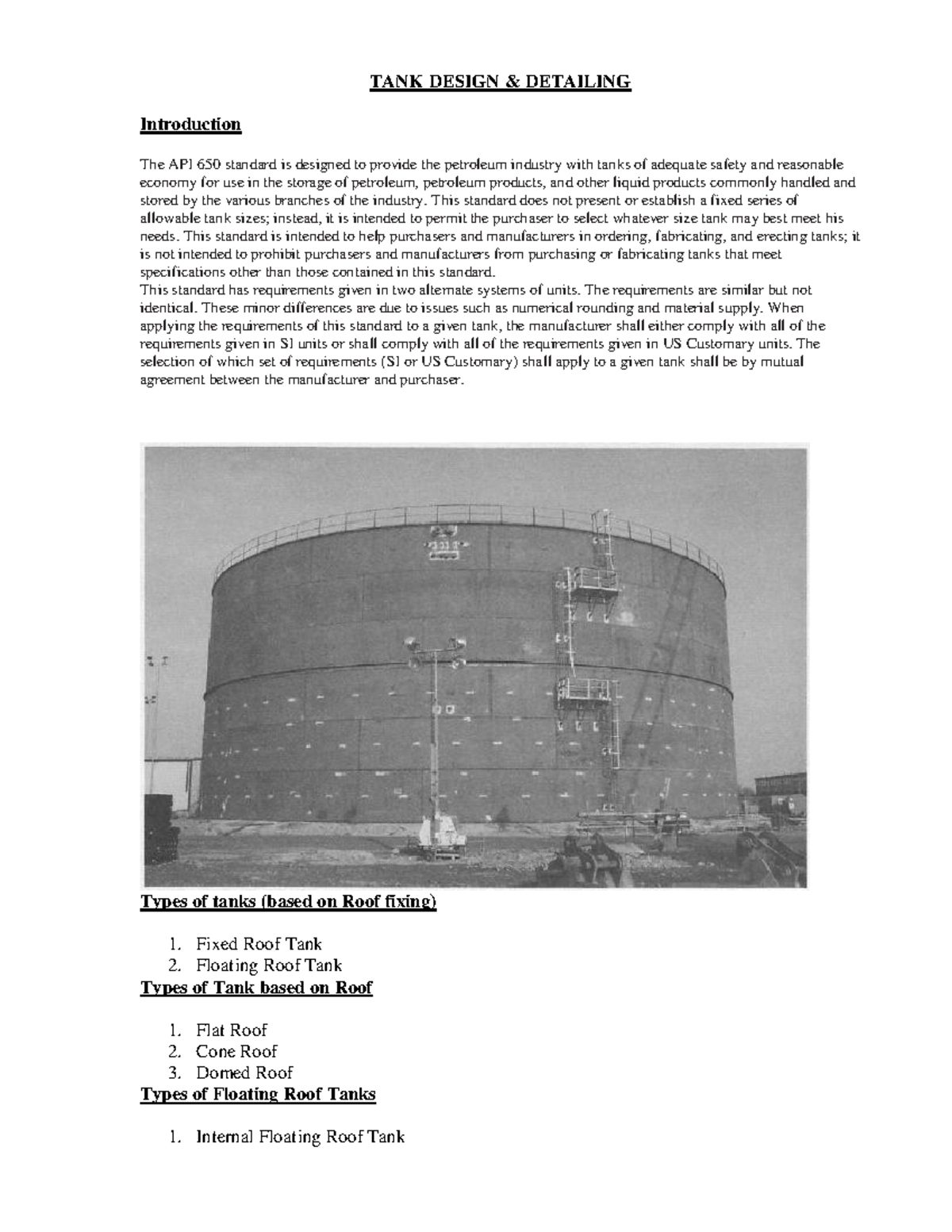 API 650 TANK Design & Detailing: Comprehensive Guidelines and Standards ...