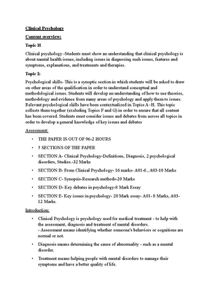 Clinical Psychology Detailed Notes - Edexcel Psychology A-level Notes ...