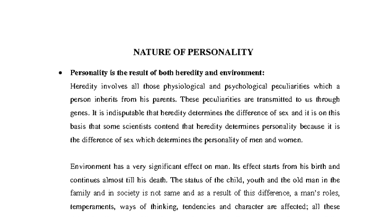 NATURE & BIOLOGY OF PERSONALITY: Heredity vs. Environment Insights ...