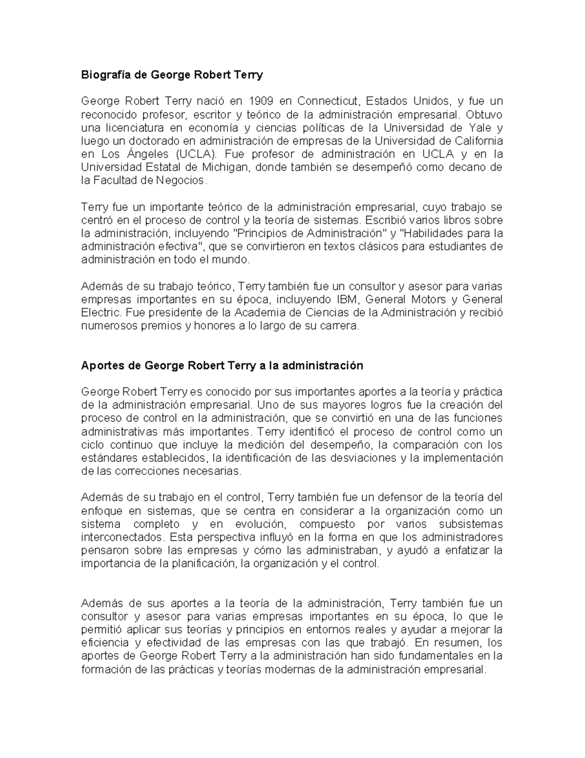 Tarea de Investigación: Aportes de Terry y Gantt a la Administración ...