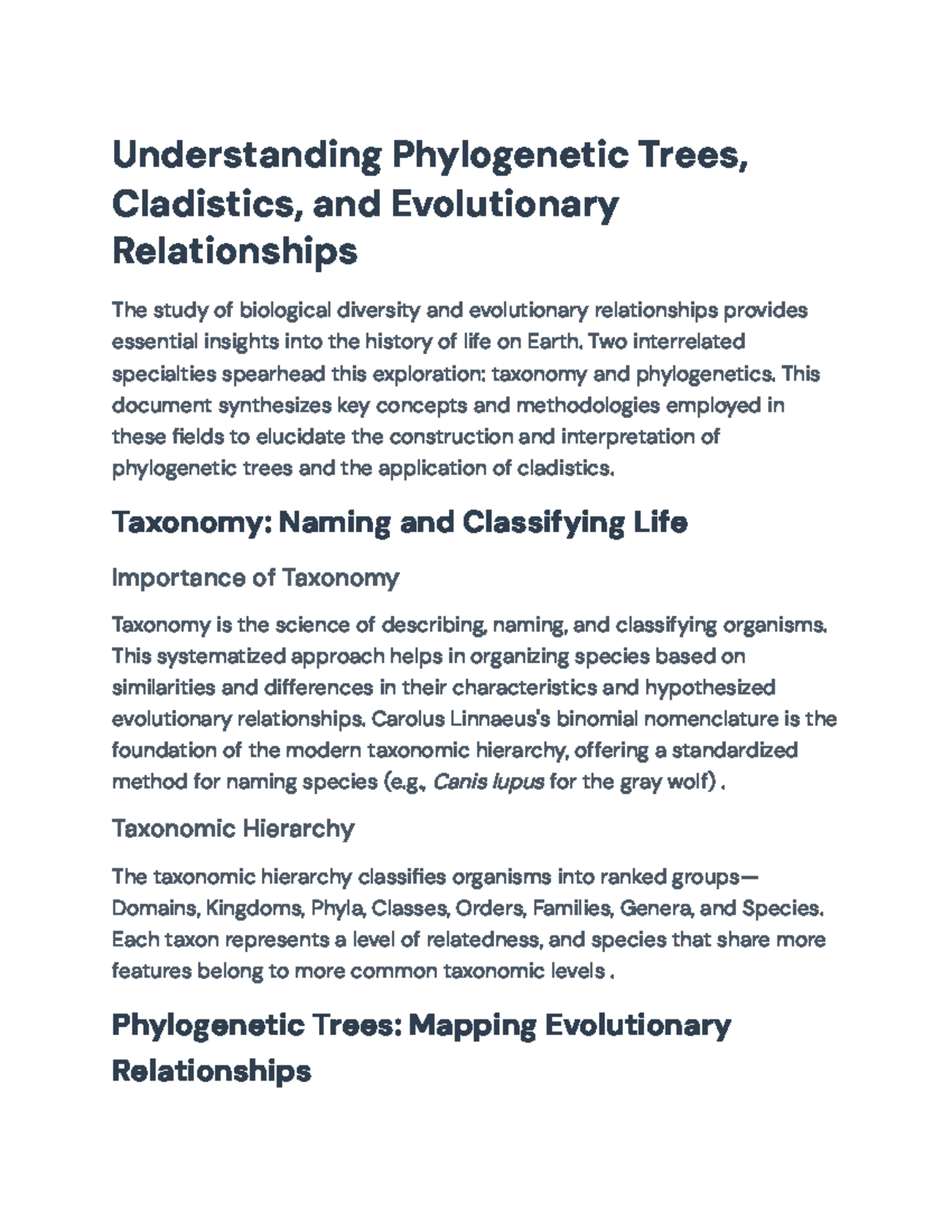 Understanding Phylogenetic Trees and Cladistics in Evolutionary Biology - Understanding ...