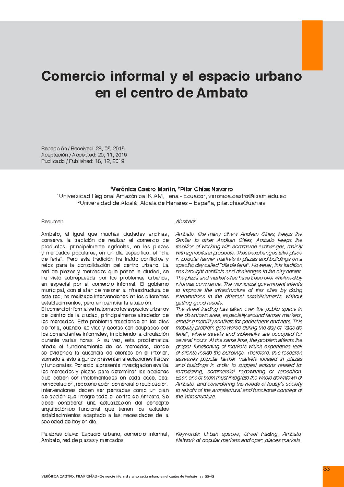 Comercio Informal y Espacio Urbano en Ambato: Análisis y Propuestas ...