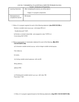 LAB Exercise Pseudocode AND Flowchart - INTRODUCTION TO ALGORITH DESIGN ...